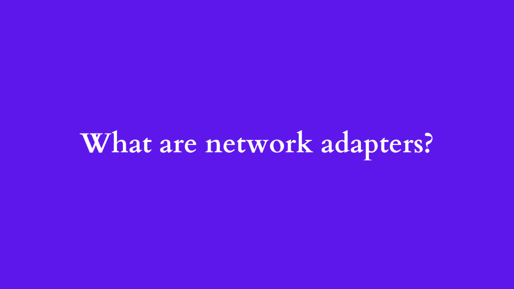 What are network adapters - ILIPUTER