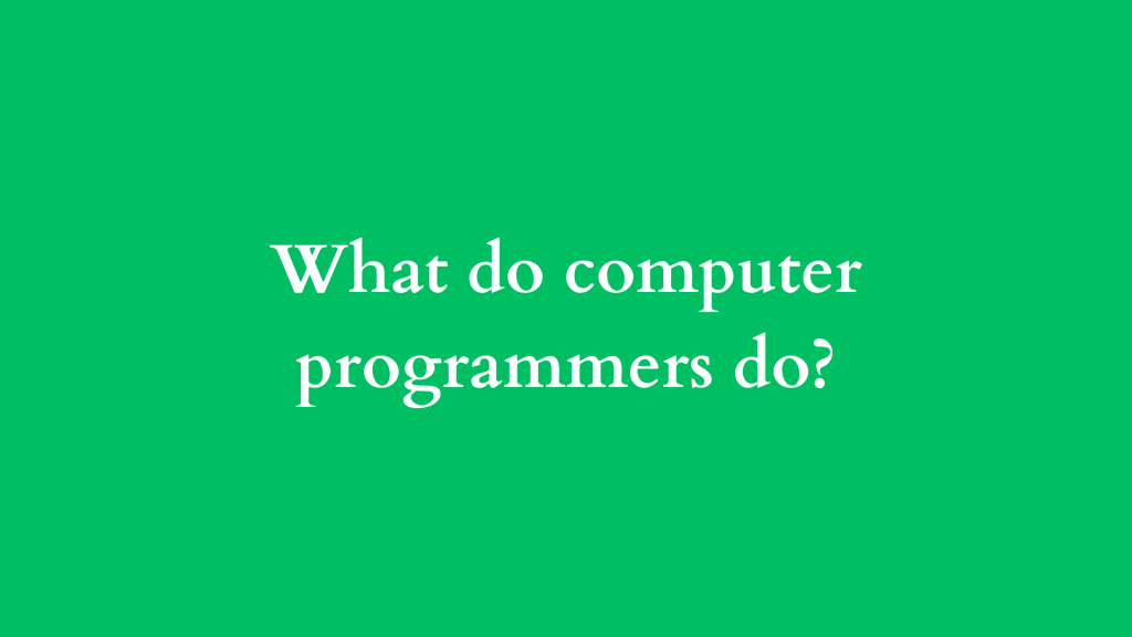 What do computer programmers do - ILIPUTER